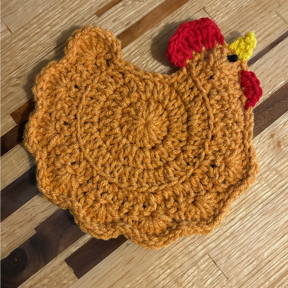 Handmade | Kitchen | Set Of 2 Homemade Crochet Chicken Coasters | Poshmark